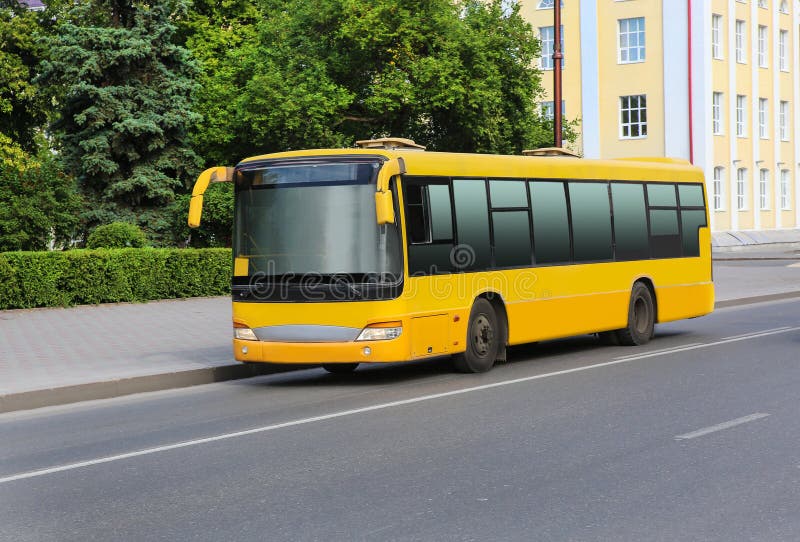 Bus Goes on the City Street Stock Image - Image of journey, asphalt ...