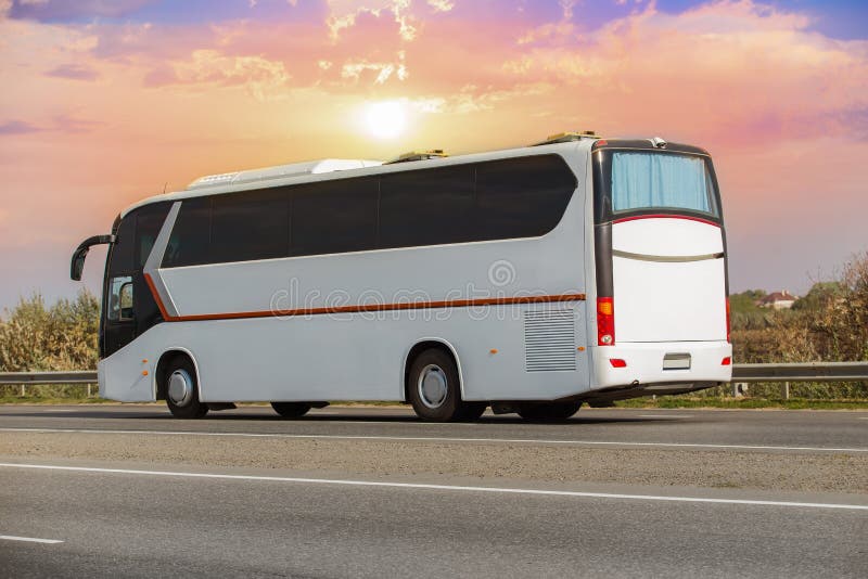 Bus goes on highway stock image. Image of lane, line - 218623009