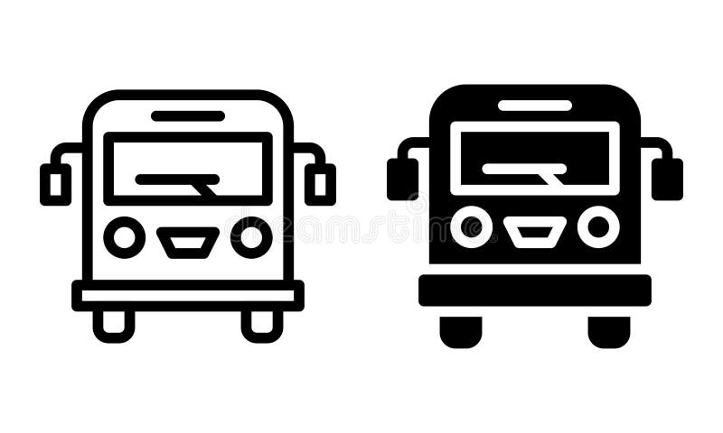 Bus Icon with Outline and Glyph Style. Stock Vector - Illustration of ...