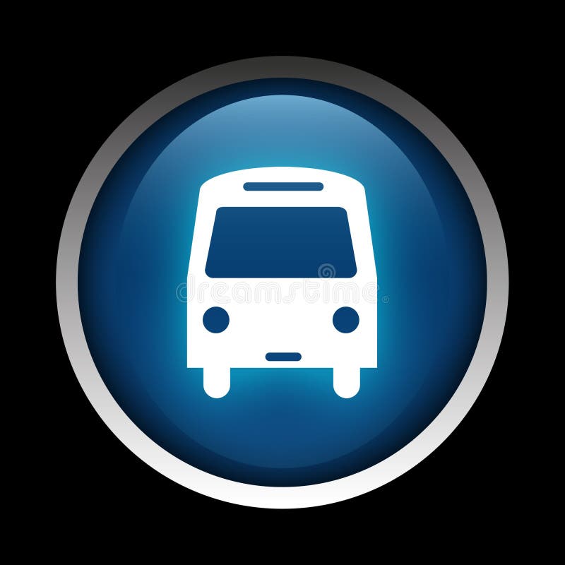 Bus Icon on a Circle Isolated on a Black Background Stock Illustration ...