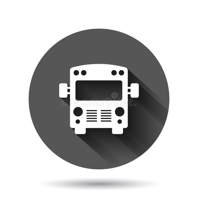 Bus Icon in Flat Style. Coach Car Vector Illustration on Black Round ...
