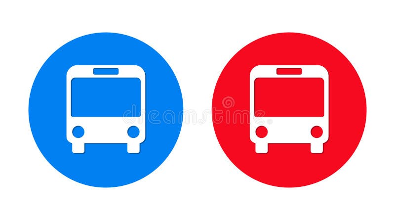 Bus Icon Flat Trendy Round Button Set Stock Vector - Illustration of ...