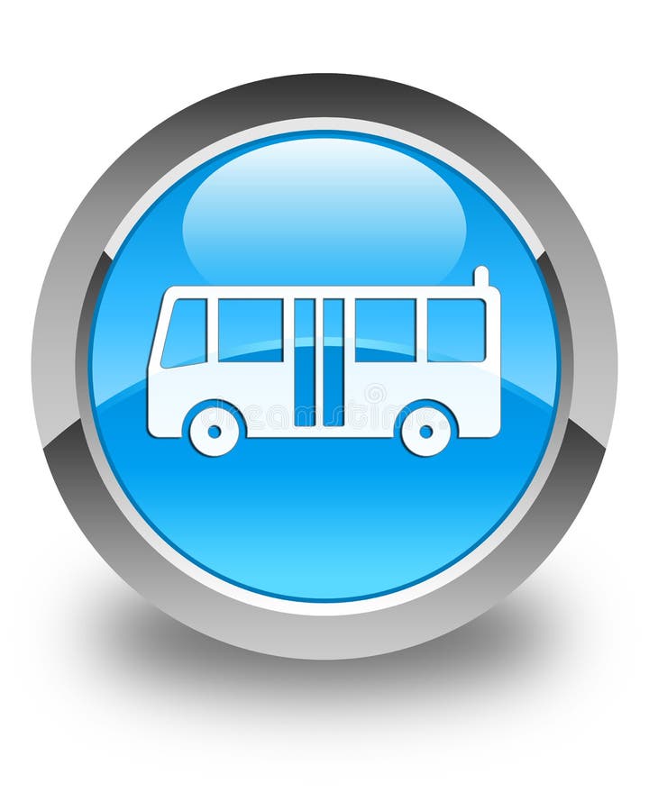 Bus Icon Glossy Cyan Blue Round Button Stock Illustration ...