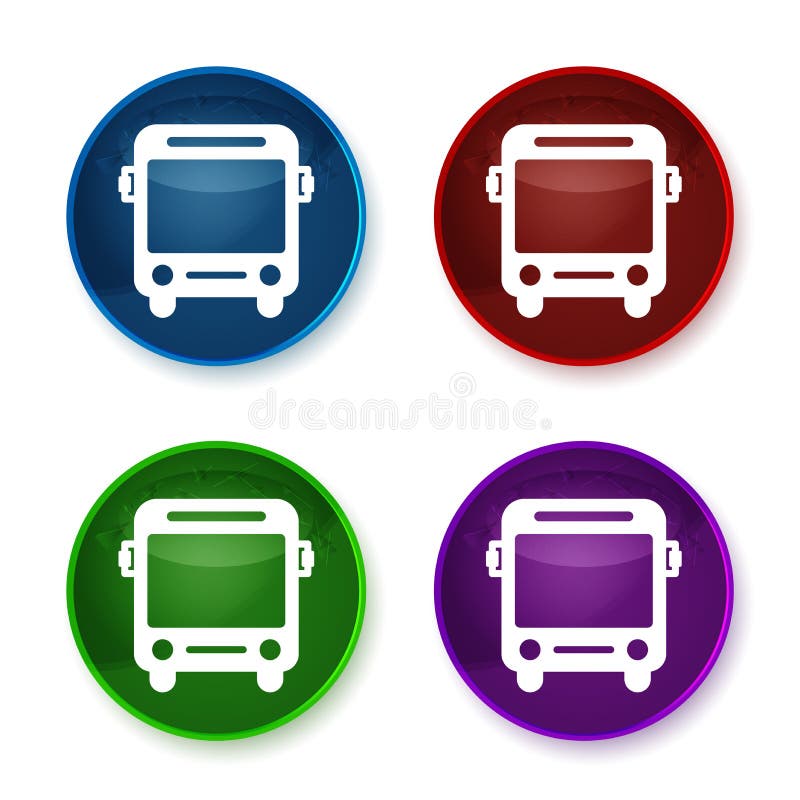 Bus Icon Shiny Round Buttons Set Illustration Stock Vector ...