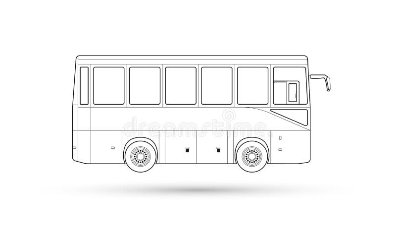 Bus Icon. Isolated Technical Drawing Stock Vector - Illustration of ...