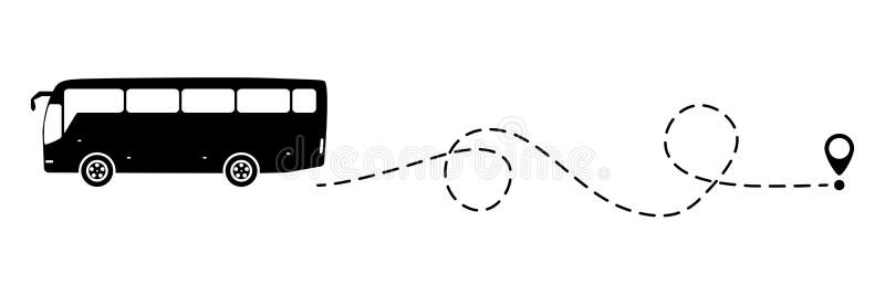 Bus Icon with Line Start Point Stock Illustration - Illustration of ...