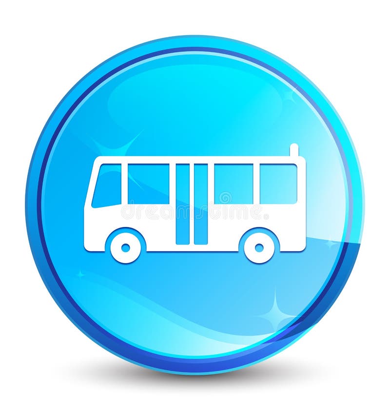 Bus Icon Splash Natural Blue Round Button Stock Vector - Illustration ...
