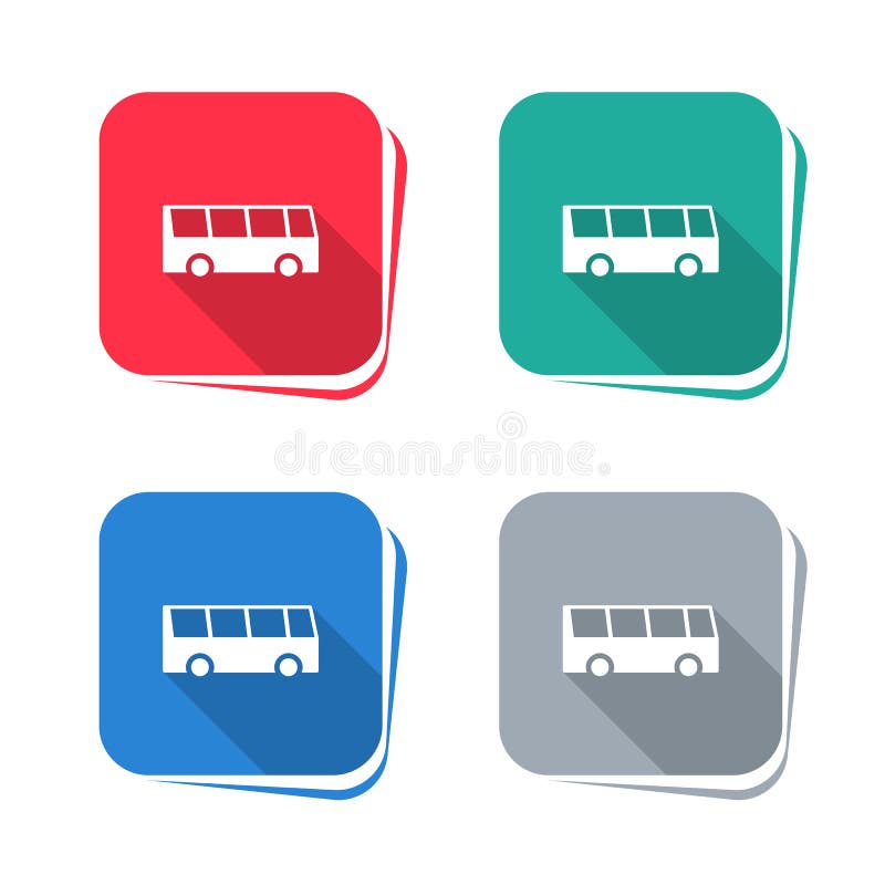 Bus icon on square button stock vector. Illustration of grey - 194678661