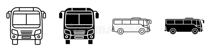 Bus Icons Versions Set in Black Flat and Line Style Stock Vector ...