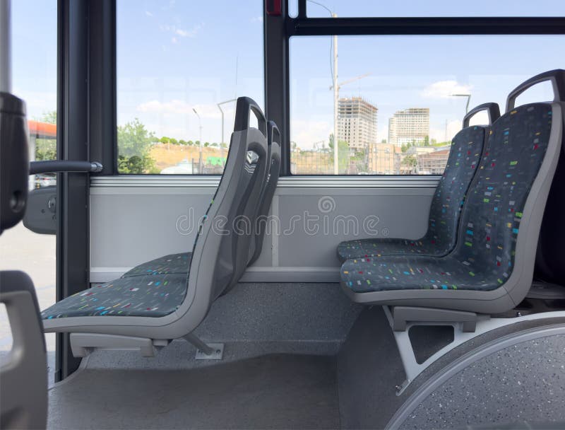 The Bus Inside. Interior of a Modern City Bus Stock Image - Image of ...