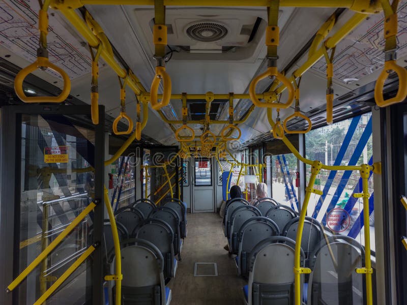 Bus Interior with Rows of Seats Stock Image - Image of vehicle, room ...