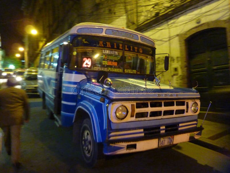 Bus in La Paz editorial stock photo. Image of sotuh, cholita - 35577478