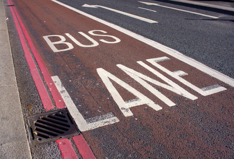 Bus lane stock photo. Image of transport, tarmac, commuter - 26863770