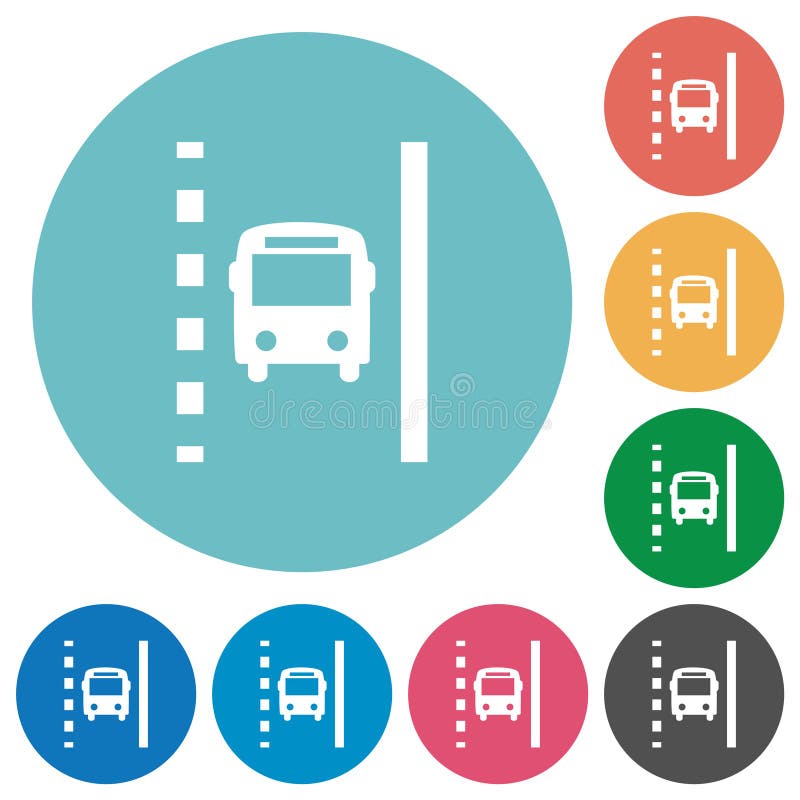 Bus lane flat round icons stock vector. Illustration of marked - 207519789