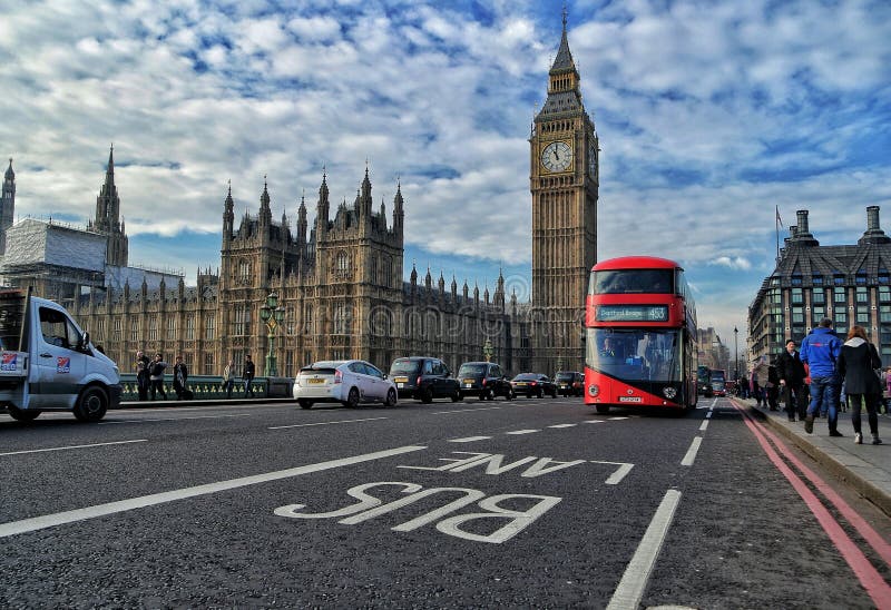 London Bus lane editorial stock image. Image of bridge - 34988619