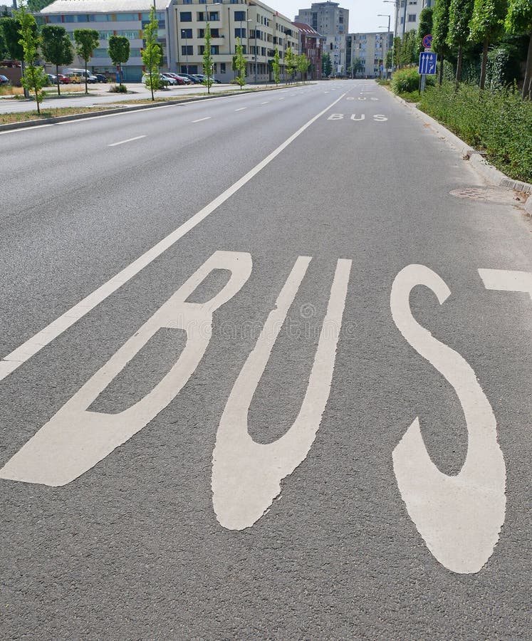 Bus Lane on the Road in the City Stock Image - Image of paint ...