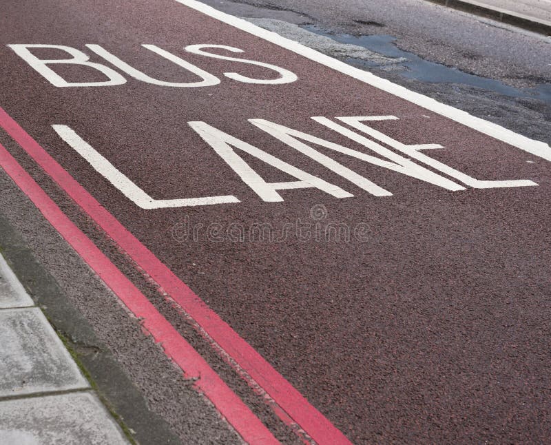 Bus lane road marking stock photo. Image of asphalt, city - 32159380