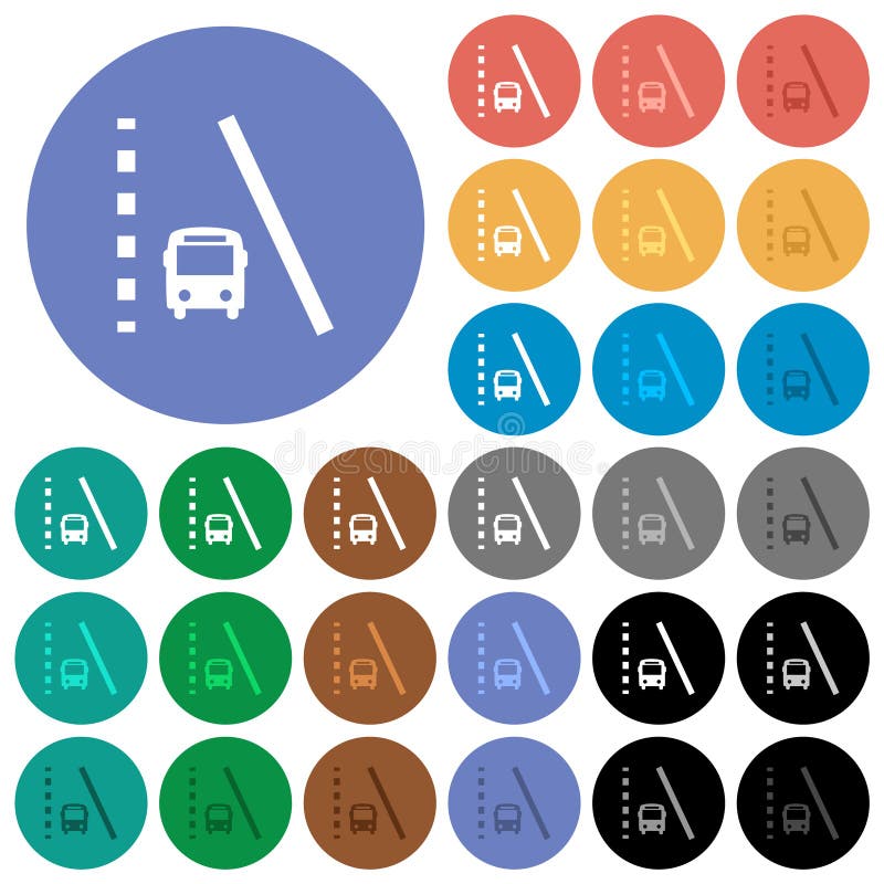 Bus Lane Round Flat Multi Colored Icons Stock Vector - Illustration of ...