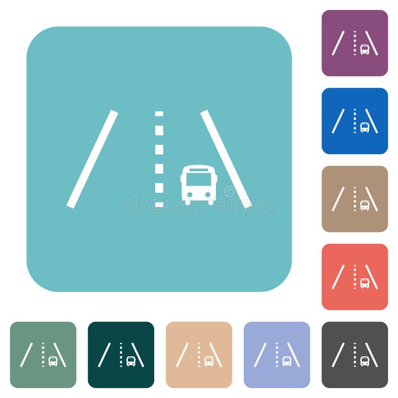 Bus Lane Rounded Square Flat Icons Stock Vector - Illustration of ...