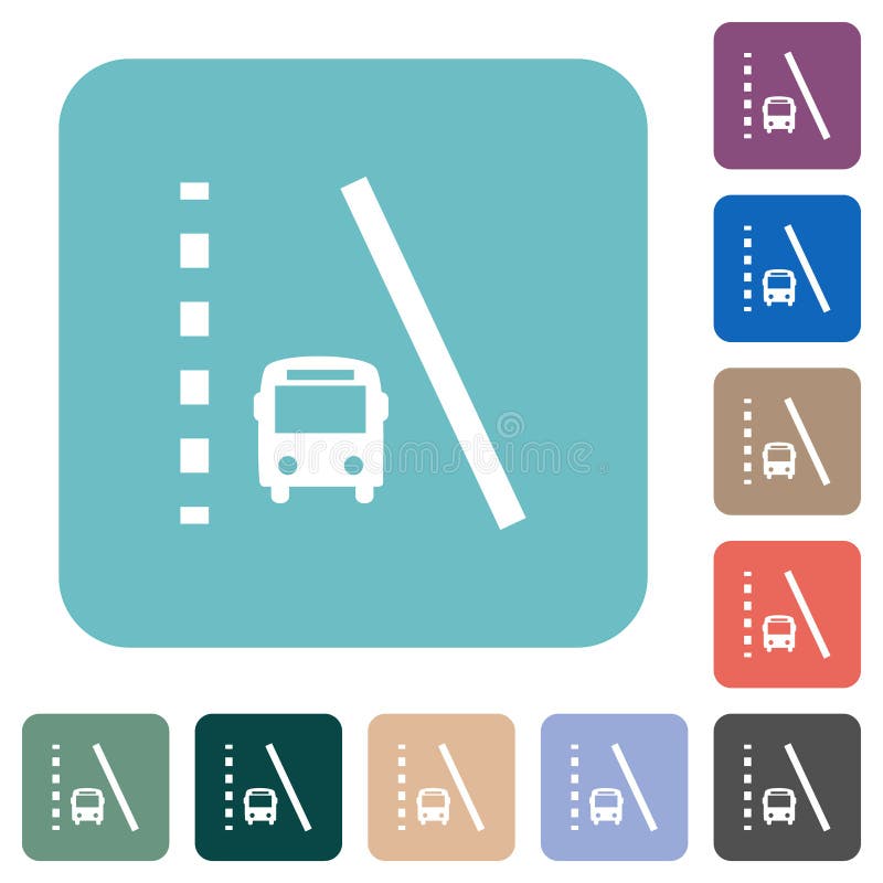 Bus Lane Rounded Square Flat Icons Stock Vector - Illustration of ...