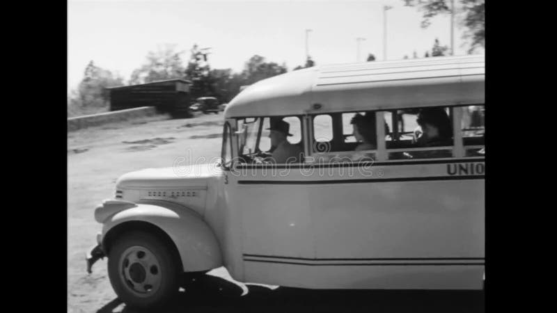 School Bus is Moving on the Road in the Morning Stock Video - Video of ...