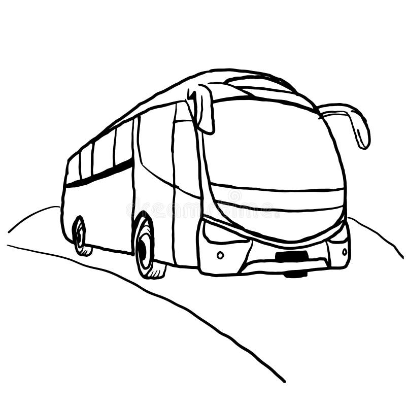 Bus line art drawing stock vector. Illustration of graphic - 161131597