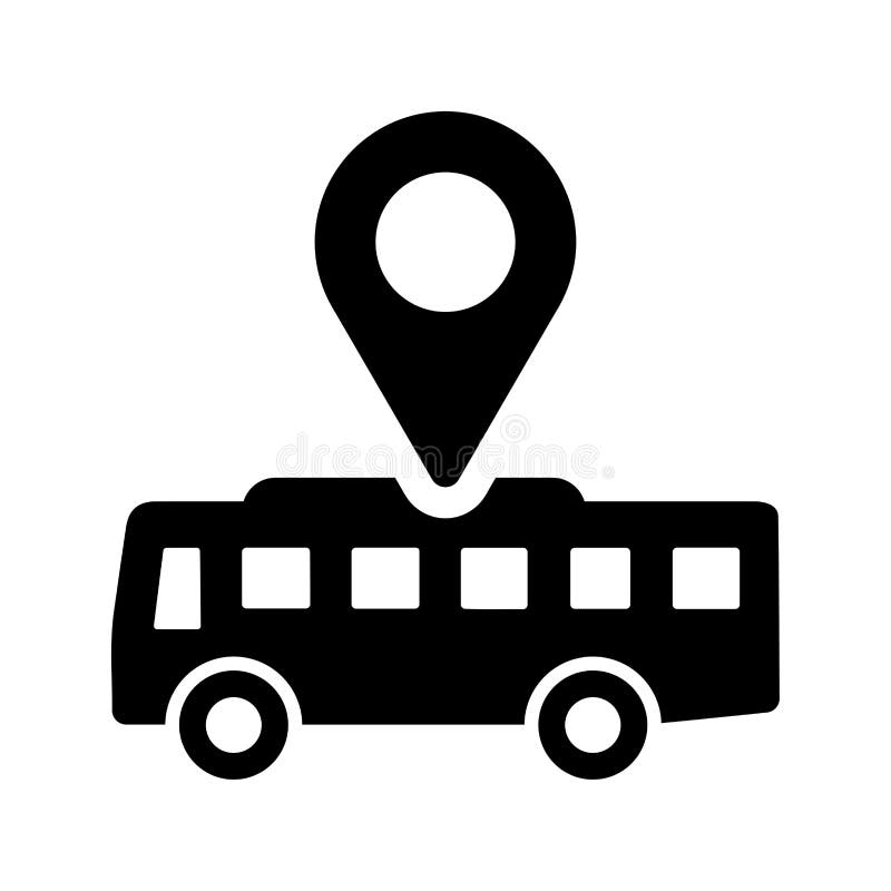 Bus, Bus Location, Location Icon. Black Vector Graphics Stock ...