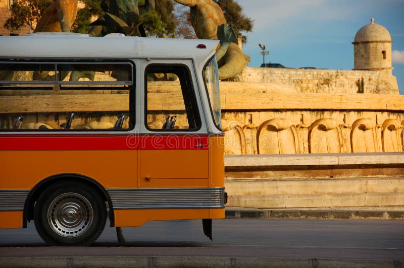 Bus in Malta stock image. Image of orange, colorful, travel - 11451075