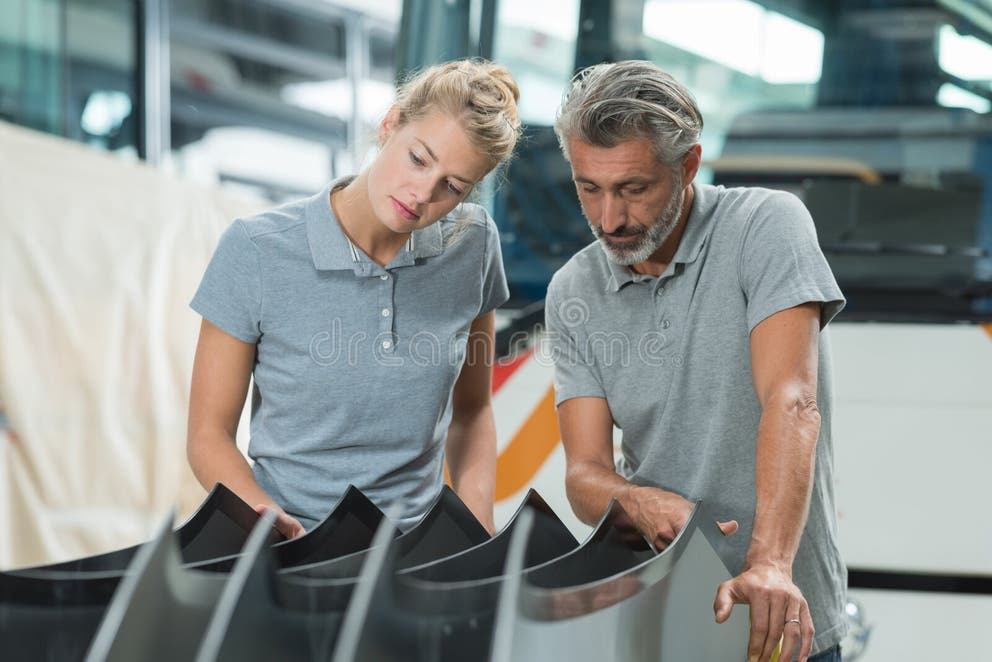 Bus Mechanics Inspecting Defect Stock Image - Image of service, machine ...