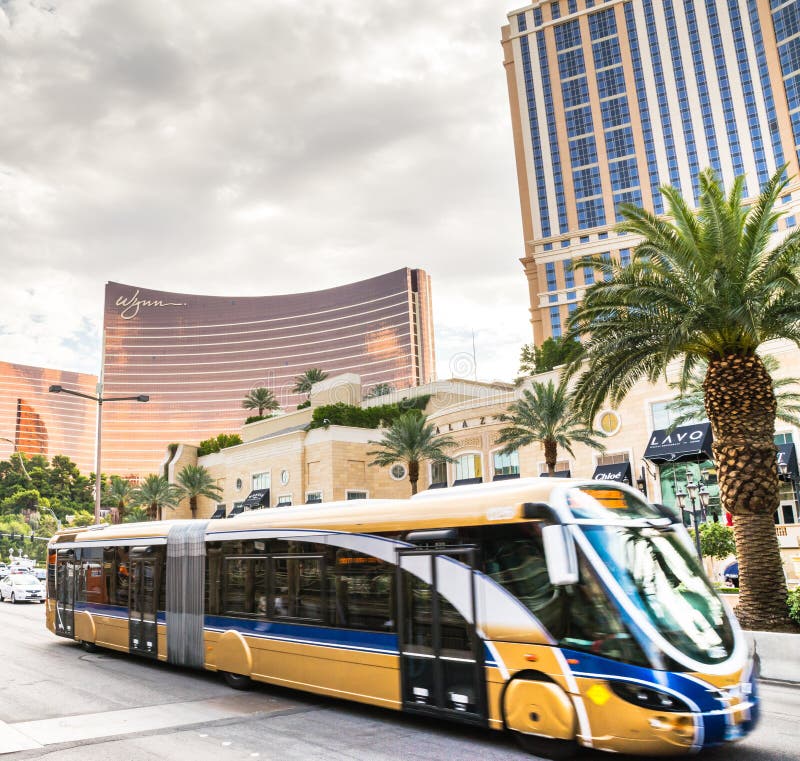 Bus in Motion Traveling through Las Vegas Boulevard Editorial Stock ...