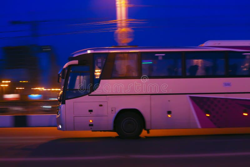 Bus moves at night stock photo. Image of nightlife, occupation - 50528766