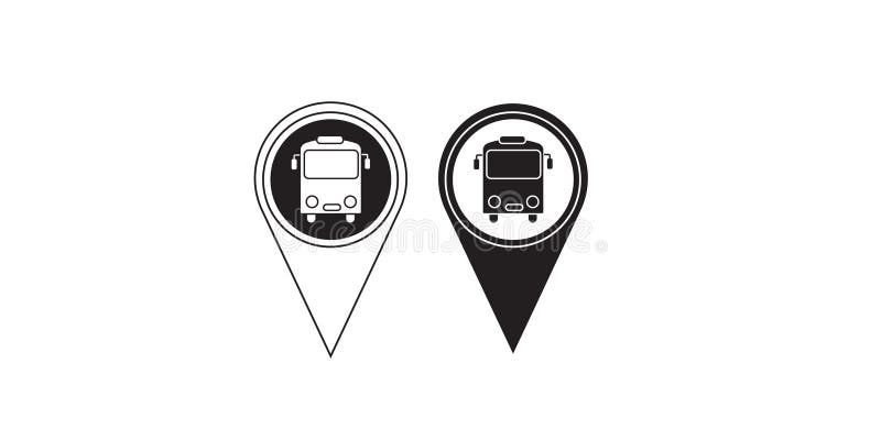 Bus with Navigation Location Map Pin Icon Vector Illustration Stock ...