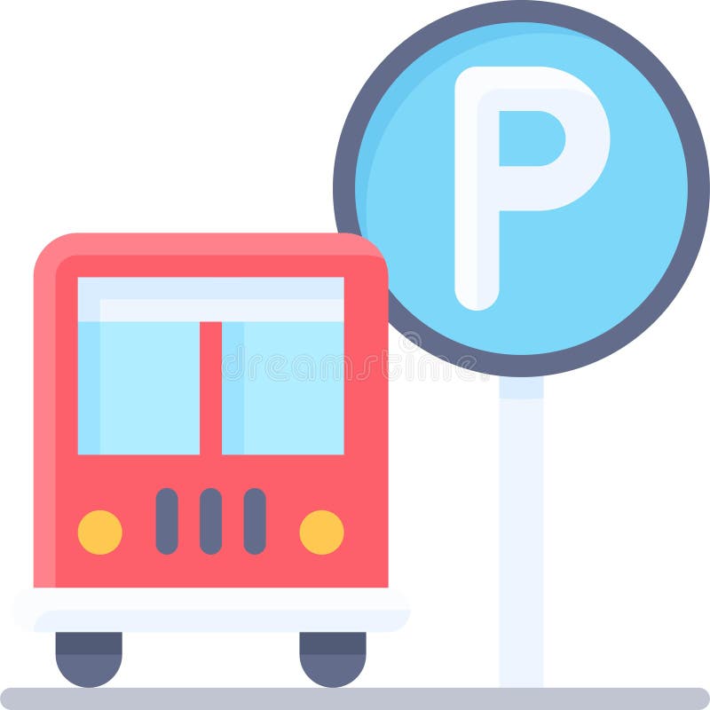 Bus Parking Icon, Parking Lot Related Vector Stock Vector ...