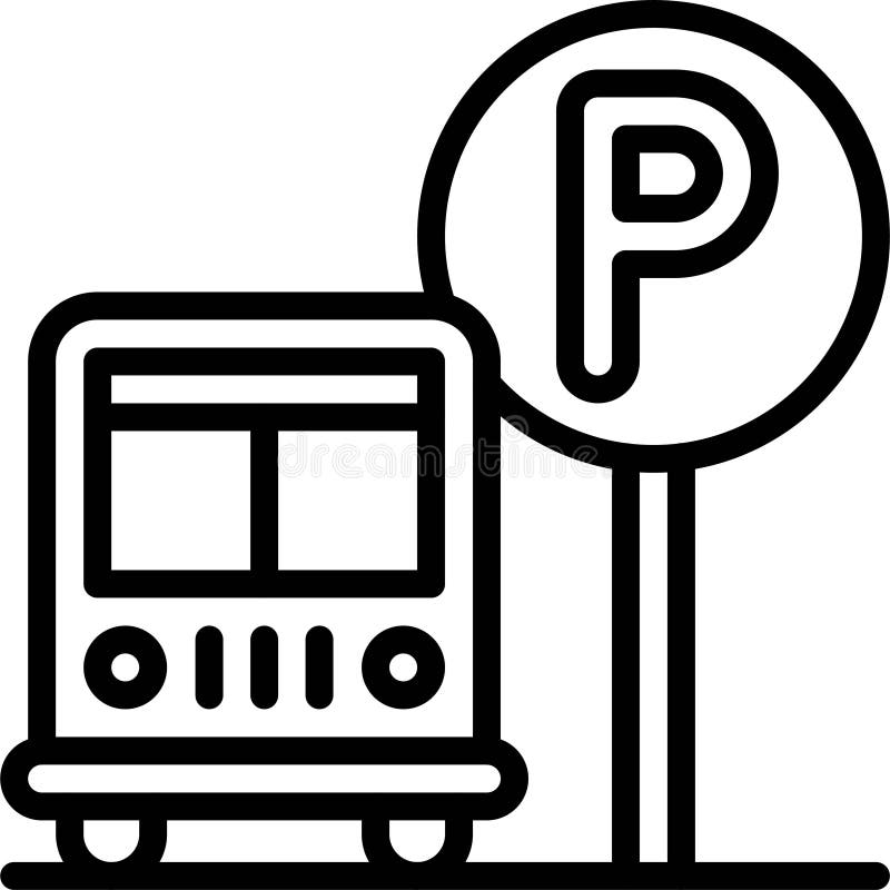 Bus Parking Icon, Parking Lot Related Vector Stock Vector ...