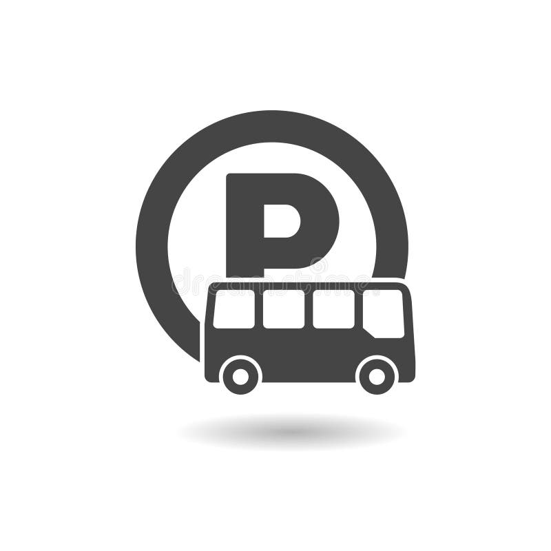 Bus Parking Icon with Shadow Stock Vector - Illustration of linear ...