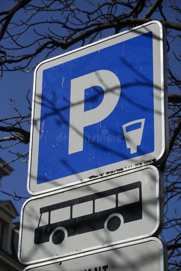 Bus parking sign stock photo. Image of icon, transport - 143160266