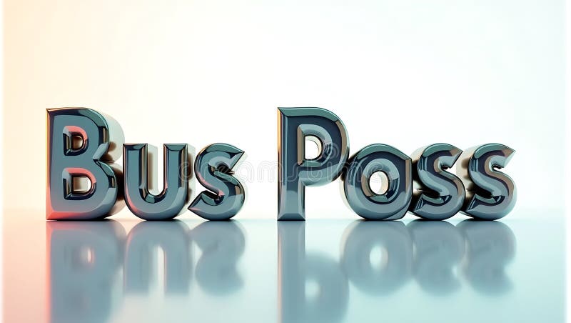 Bus Pass Typography with a Glossy Finish on a Reflective Surface Stock ...