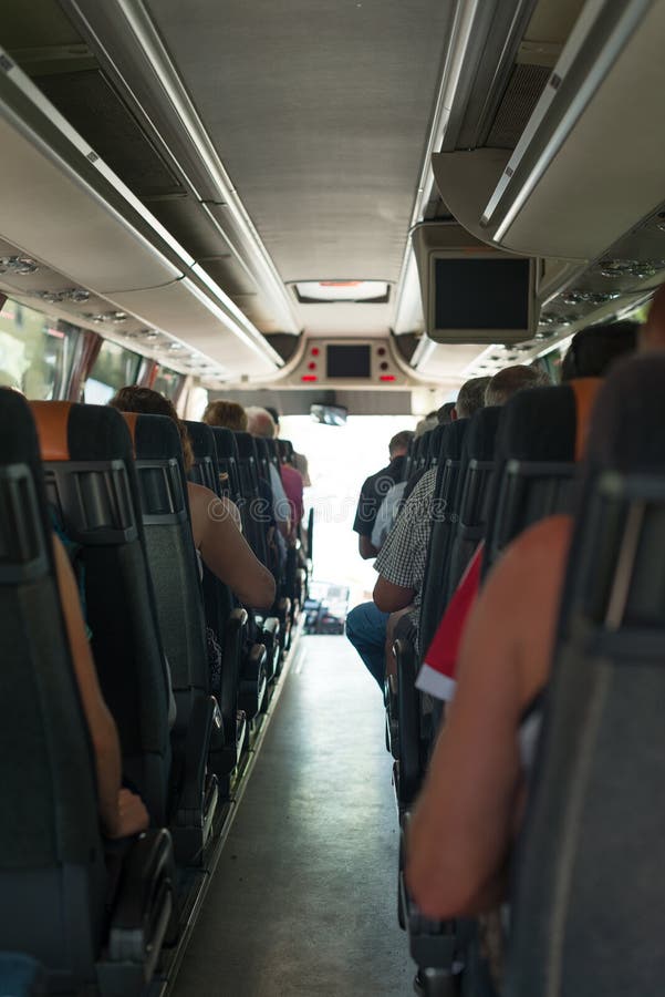 Bus with passengers. stock photo. Image of sitting, excursion - 86252356
