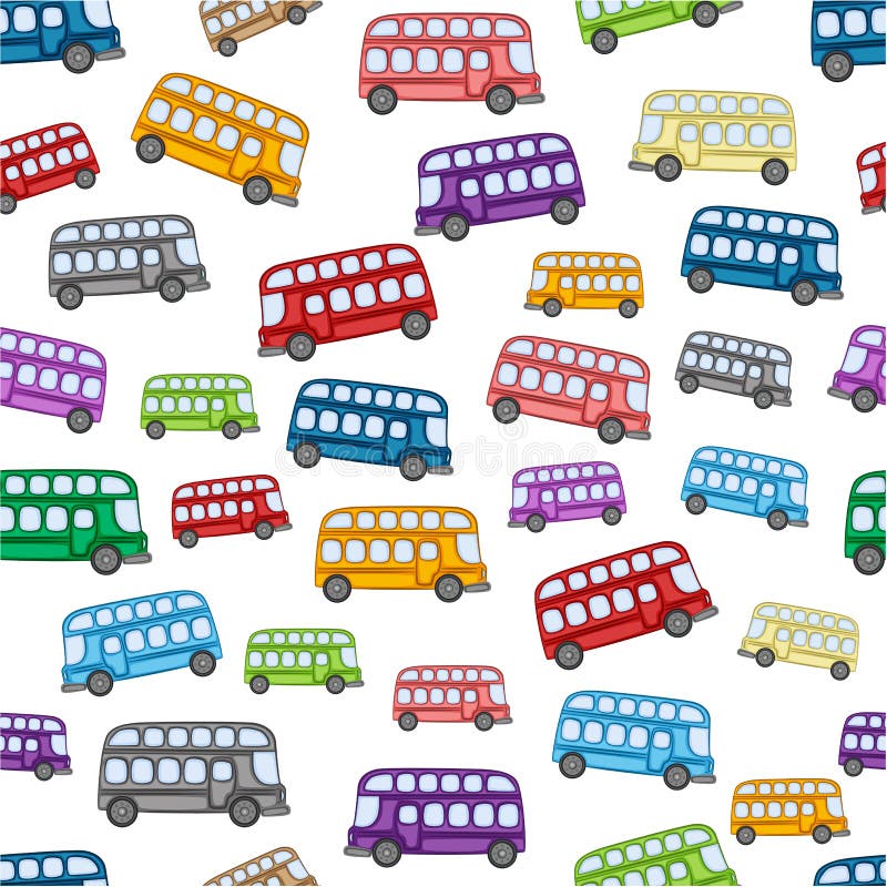 Bus Pattern on a White Background Stock Illustration - Illustration of ...
