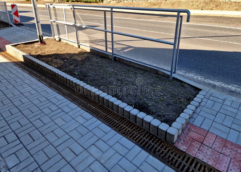 Bus Platform is Protected on One Side by Transparent Plexiglass Stock ...