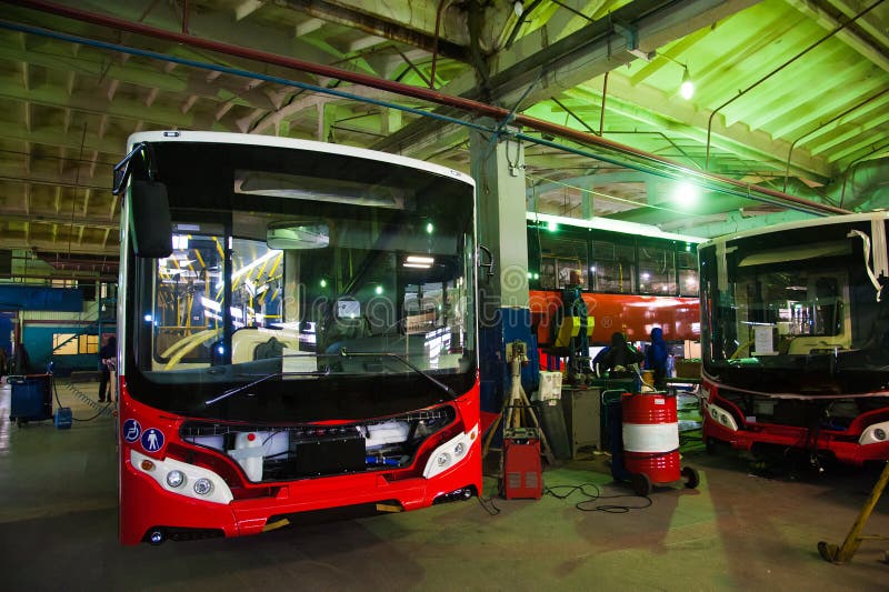 Bus production manufacture stock photo. Image of machine - 162222936