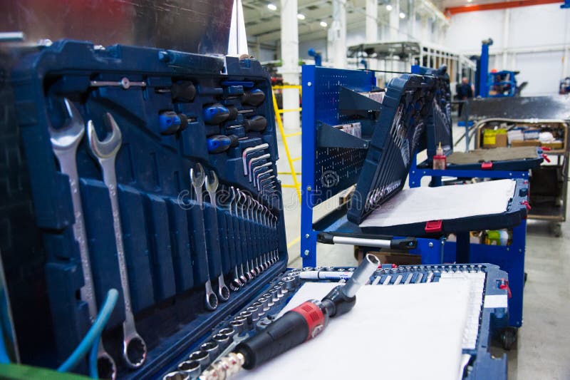 Bus production manufacture stock image. Image of manufacturing - 162863031