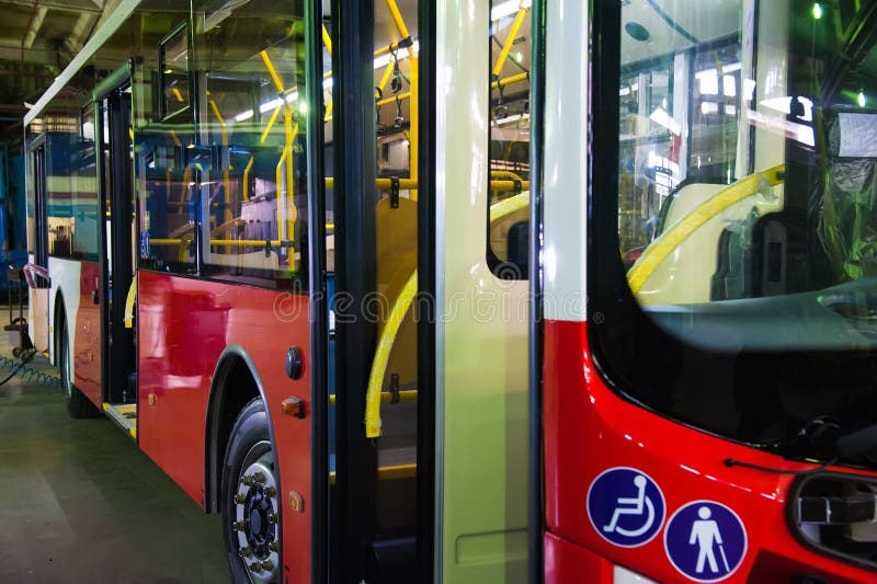 Bus production manufacture stock photo. Image of transportation - 166180430