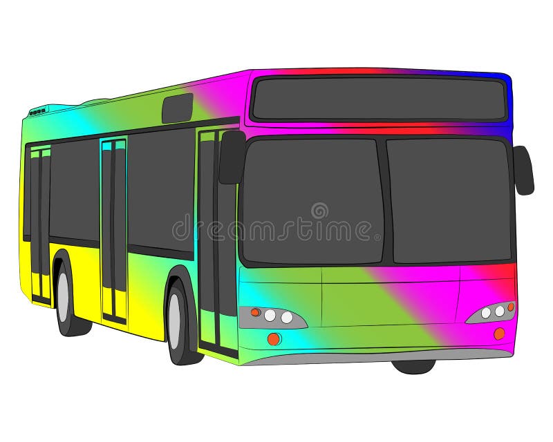 Rainbow Bus stock illustration. Illustration of decker - 19635563
