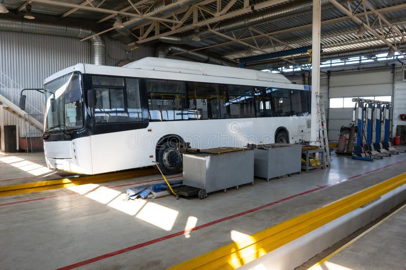 Bus repair in car service stock photo. Image of station - 287865556
