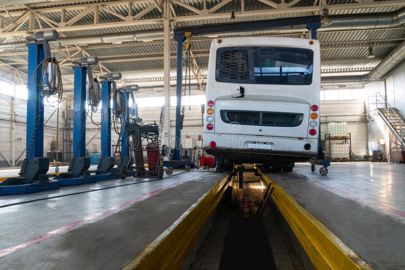 Bus repair in car service stock image. Image of industrial - 287867971