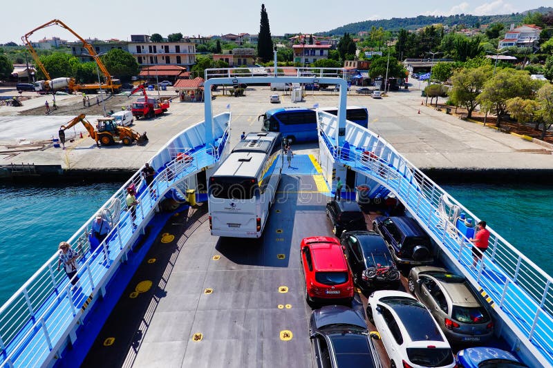 Bus Reversing Onto Roll on Roll Off Ferry, Greece Editorial Photography ...