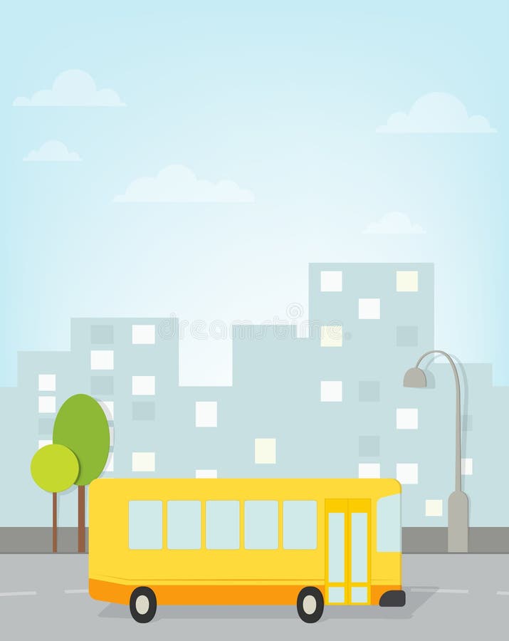 School Bus in the City Vector Stock Vector - Illustration of ...