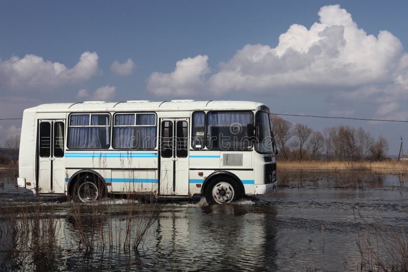 Bus in the river stock image. Image of river, emergency - 14407081