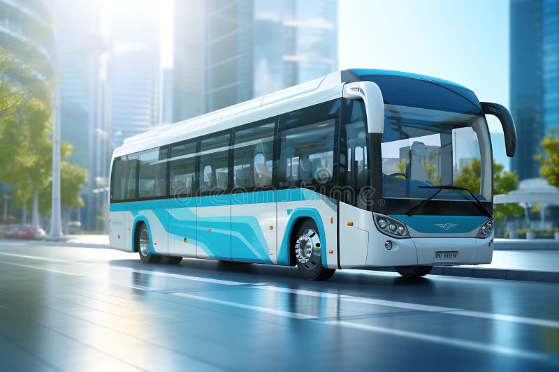 Bus on the Road in the City. 3D Render Stock Illustration ...